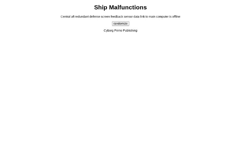 Ship Malfunctions ― Perchance Generator