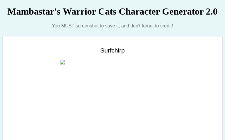 Mambastar's Warrior Cats Character Generator 2.0