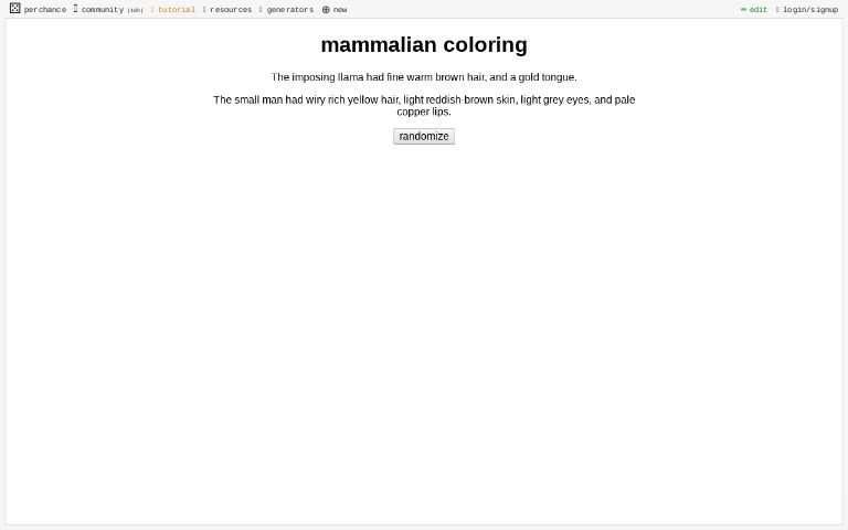 mammalian coloring ― Perchance Generator