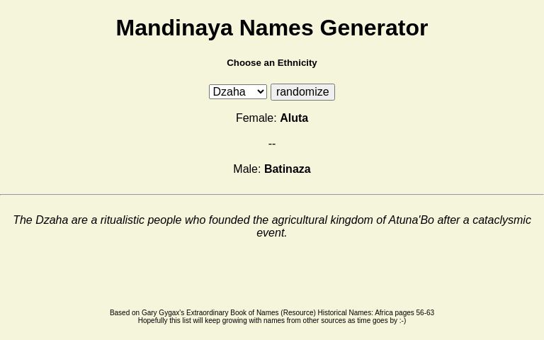 Mandinaya Names Generator