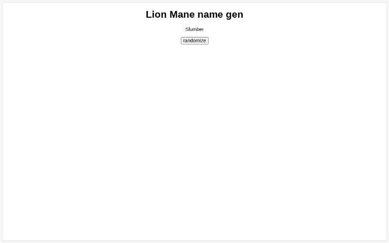 Lion Mane name gen
