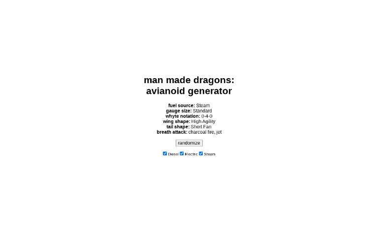 man made dragons: avianoid generator