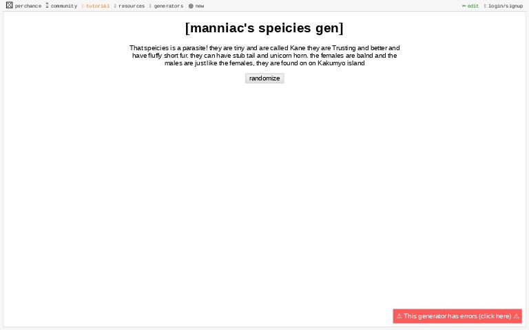 [manniac's speicies gen] ― Perchance Generator