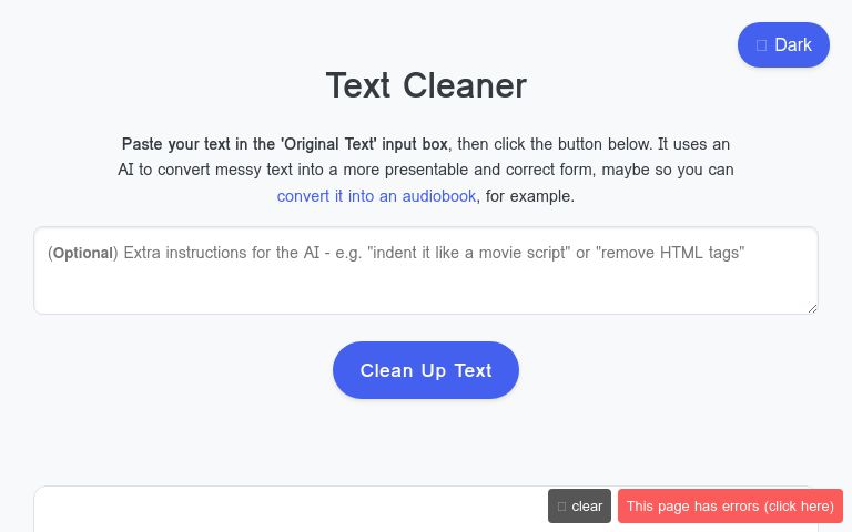 Long Text Cleaner (free, no signup, unlimited) ― Perchance Generator