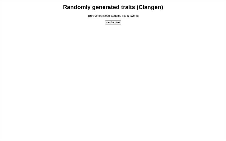 Randomly generated traits (Clangen)