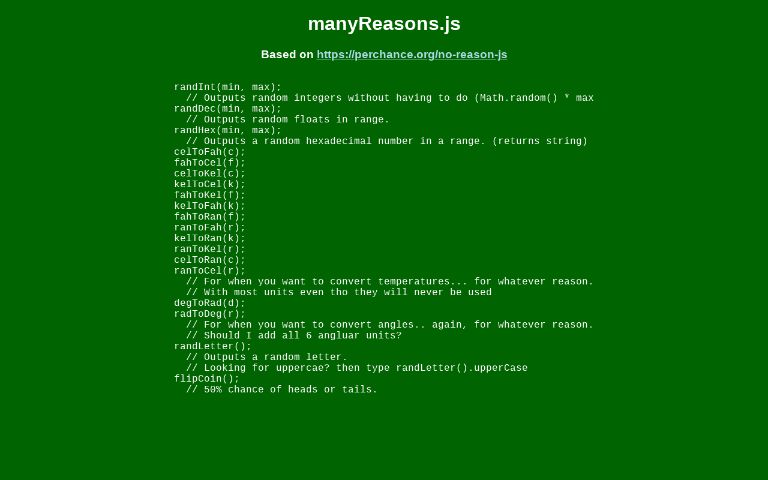 manyReasons.js ― Perchance Generator
