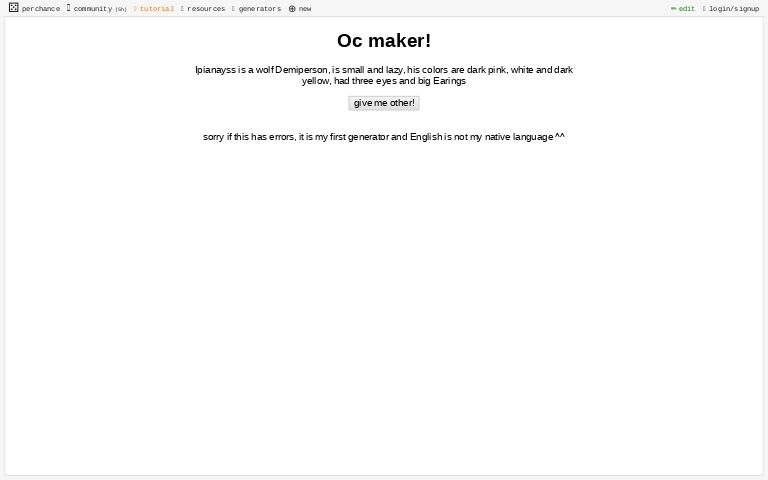 Oc maker! ― Perchance Generator