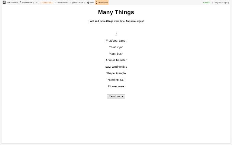 Many Things ― Perchance Generator
