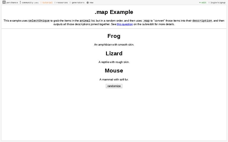 .map Example ― Perchance Generator