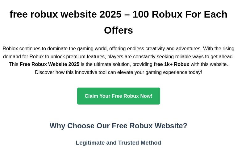 free robux website 2025 – 100 Robux For Each Offers ― Perchance Generator