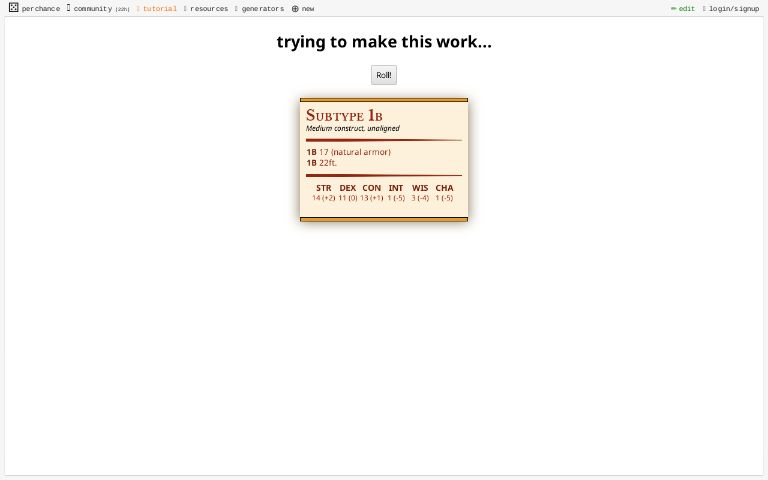 trying to make this work... ― Perchance Generator