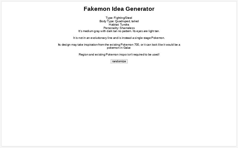 Fakemon Idea Generator
