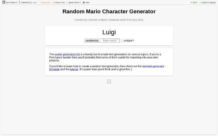 Random Mario Character Generator