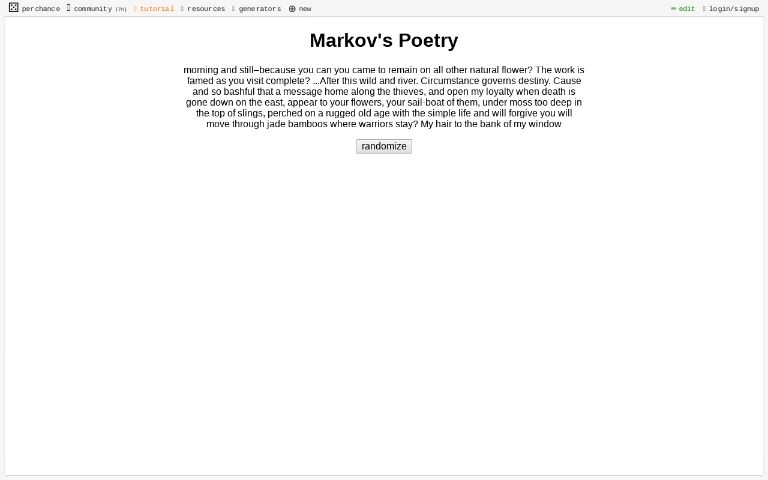 Markov's Poetry ― Perchance Generator