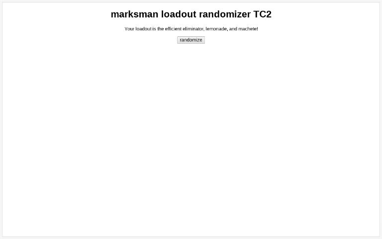 marksman loadout randomizer TC2 ― Perchance Generator
