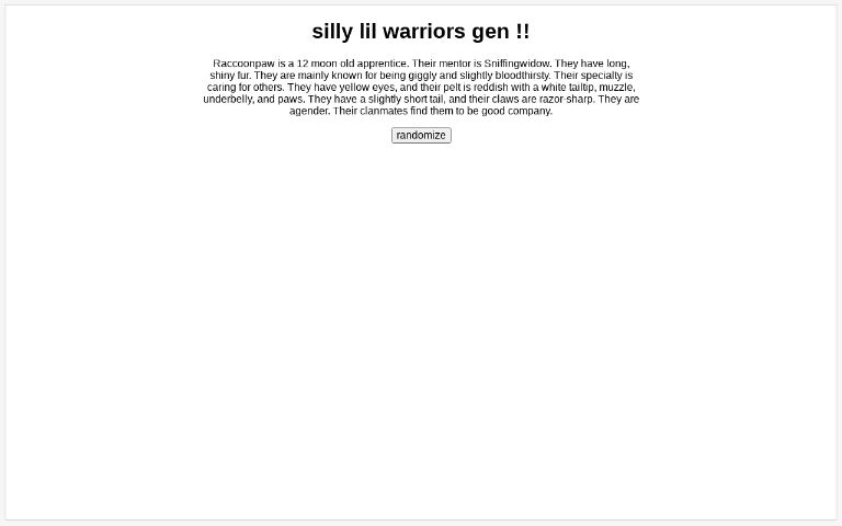 silly lil warriors gen
