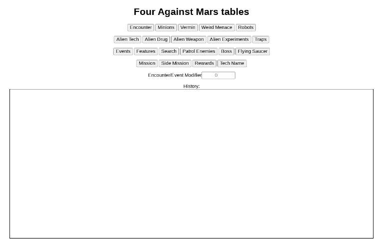 Four Against Mars tables ― Perchance Generator