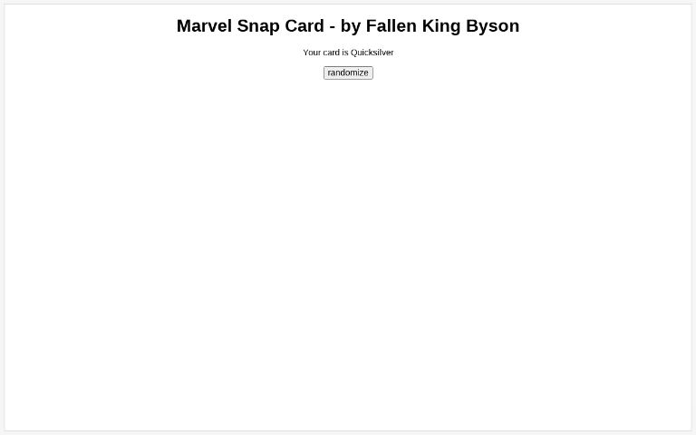 Marvel Snap Card - by Fallen King Byson ― Perchance Generator