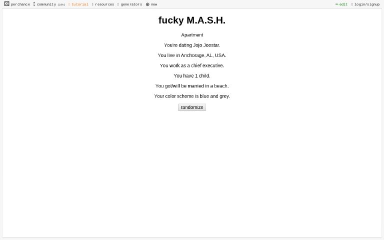 fucky M.A.S.H. ― Perchance Generator