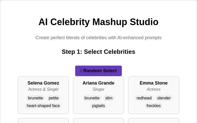 AI Celebrity Mashup Studio ― Perchance Generator