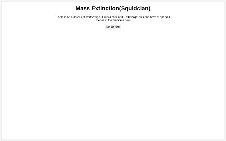 Mass Extinction(Squidclan) ― Perchance Generator