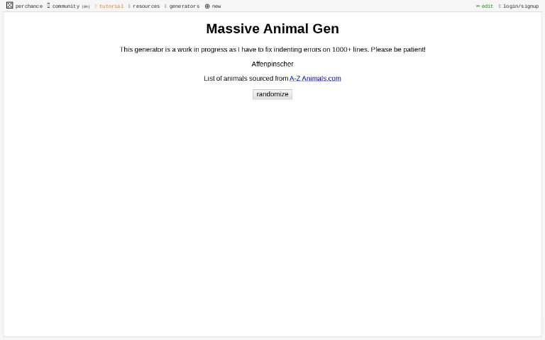 Massive Animal Gen ― Perchance Generator