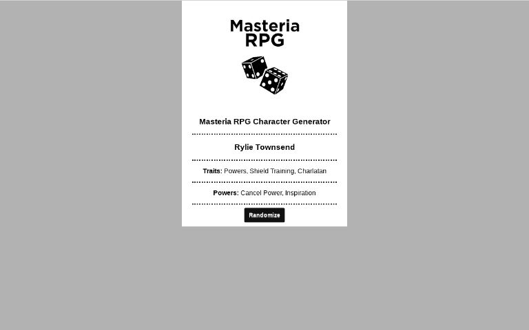 Masteria Char Generator