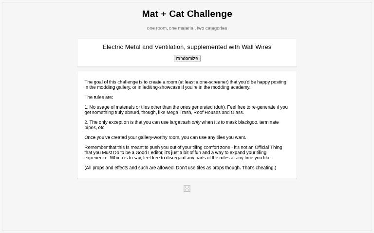 Mat + Cat Challenge ― Perchance Generator