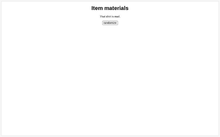 Item materials ― Perchance Generator