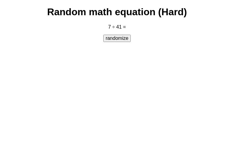 Random math equation (Hard) ― Perchance Generator