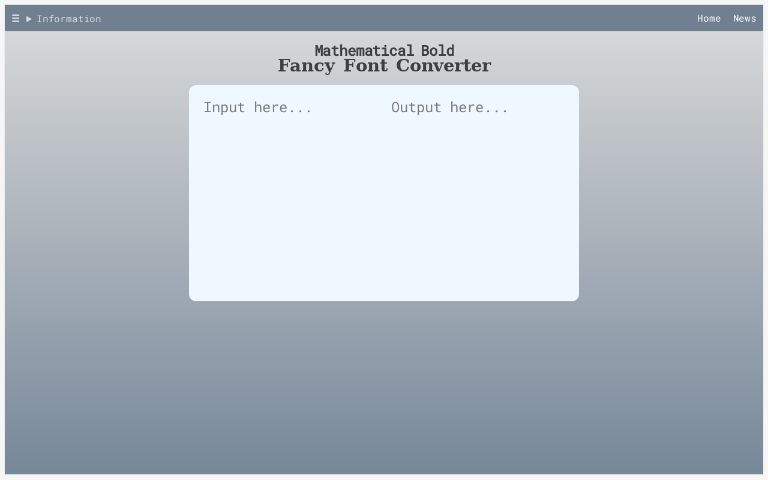 Mathematical Bold 𝐅𝐚𝐧𝐜𝐲 𝐅𝐨𝐧𝐭 𝐂𝐨𝐧𝐯𝐞𝐫𝐭𝐞𝐫 ― Perchance Generator