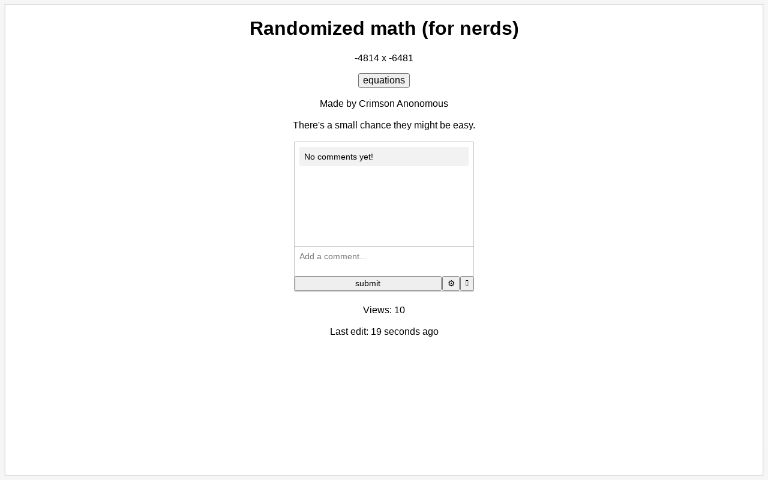 Randomized math (for nerds) ― Perchance Generator