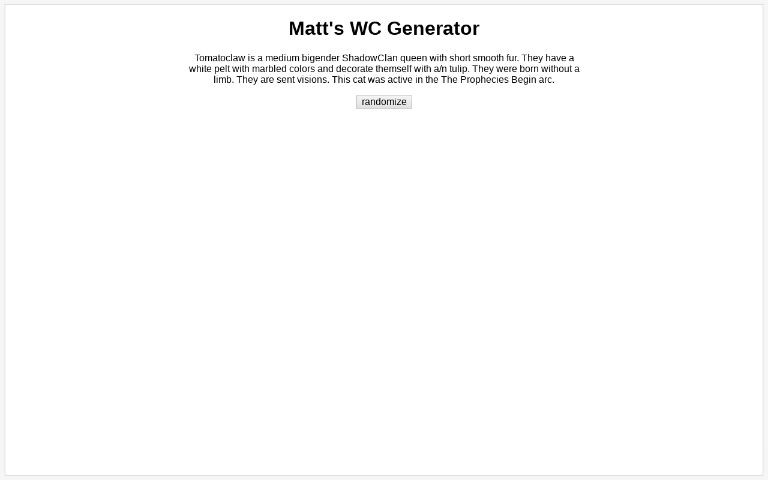 Matt's WC Generator