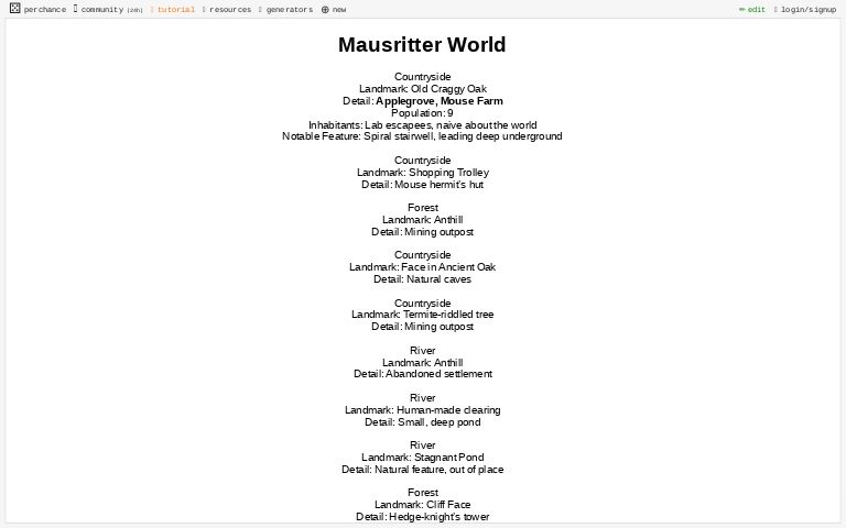 Mausritter World ― Perchance Generator