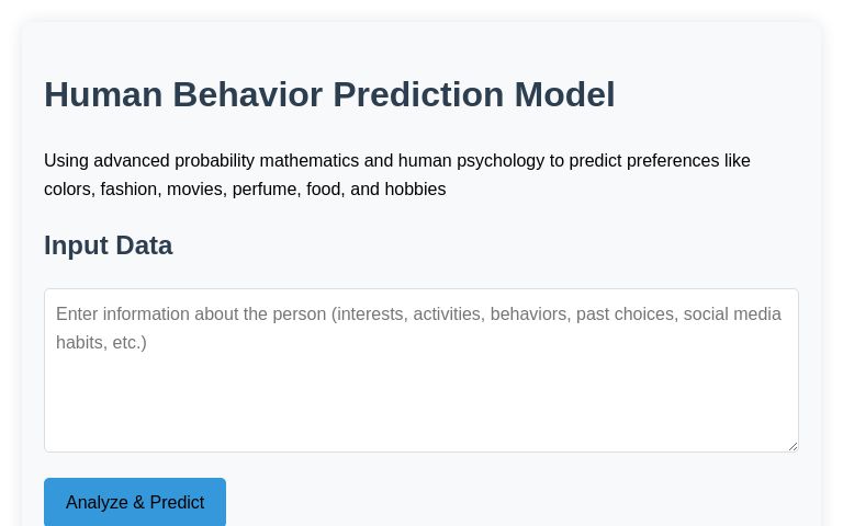 Human Behavior Prediction Model ― Perchance Generator
