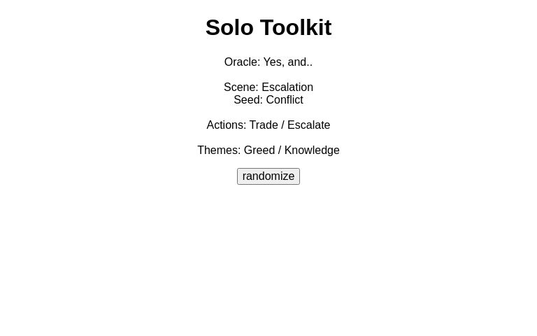 Solo Toolkit ― Perchance Generator