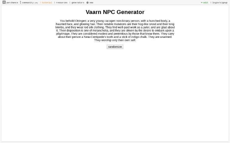 Vaarn NPC Generator
