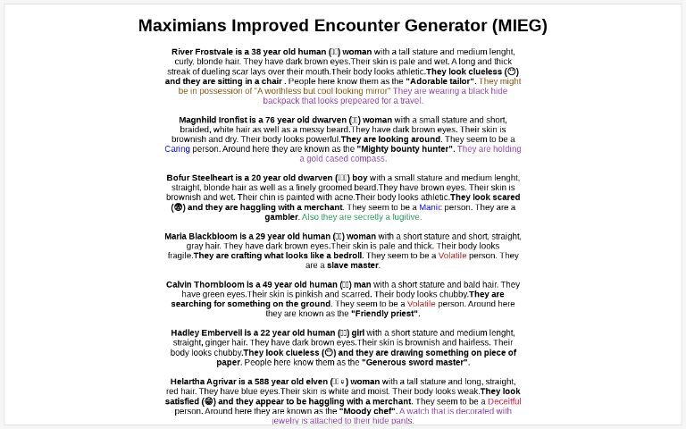 Maximians Improved Encounter Generator (MIEG)