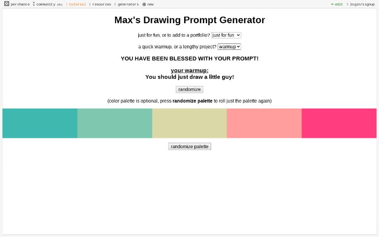 Max's Drawing Prompt Generator