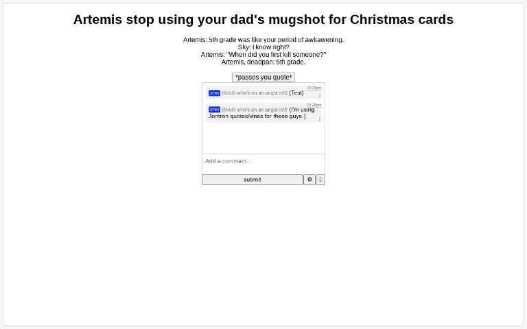 Artemis stop using your dad's mugshot for Christmas cards ― Perchance ...