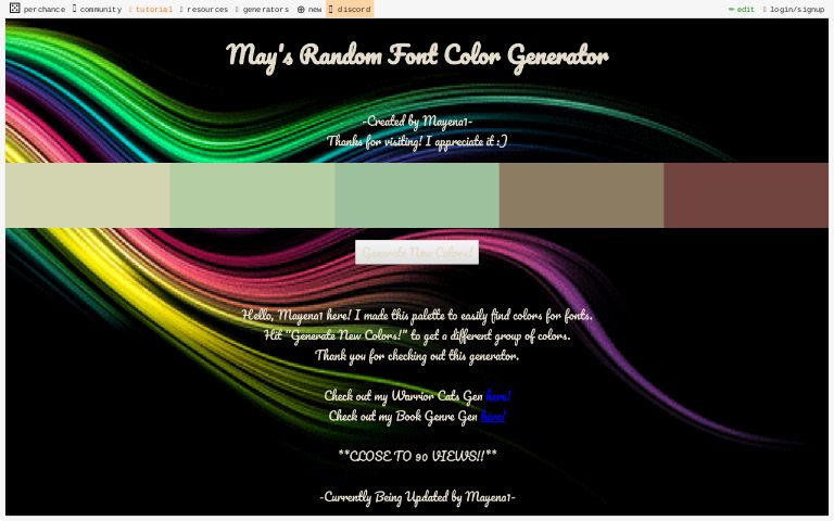 May's Random Font Color Generator