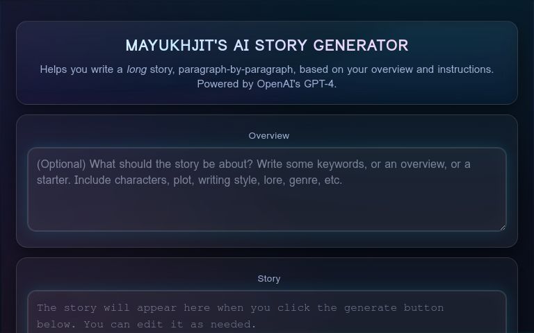 Burg's Take on AI Story Generator (free, unlimited, no sign-up)