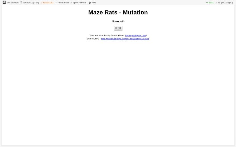 Maze Rats - Mutation ― Perchance Generator