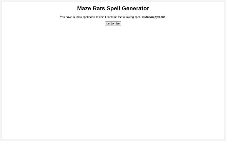 Maze Rats Spell Generator