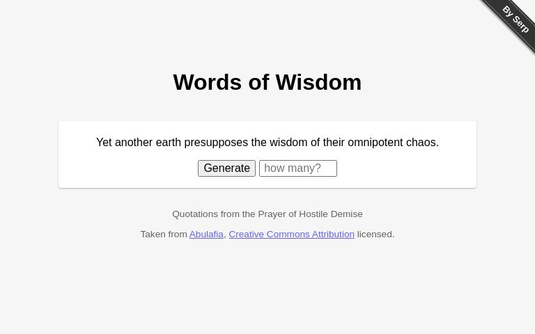 Words of Wisdom ― Perchance Generator