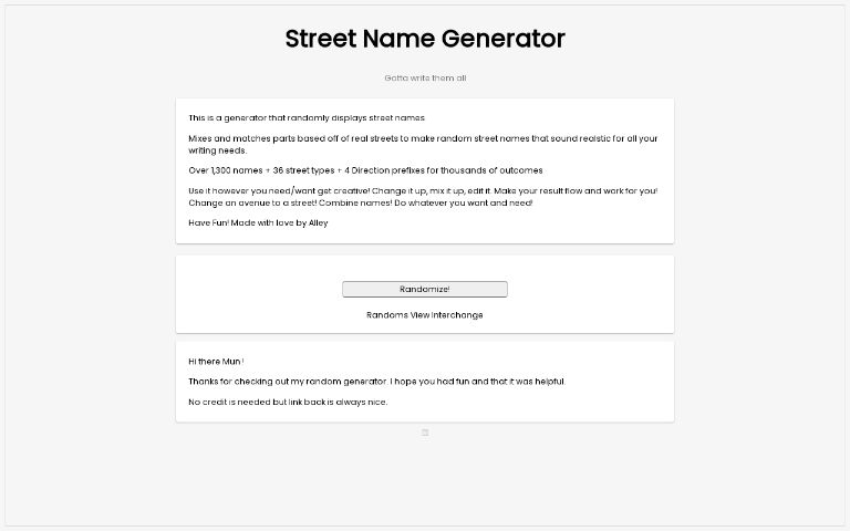 Street Name Generator
