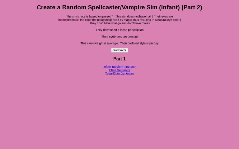 Create a Random Spellcaster/Vampire Sim (Infant) (Part 2) ― Perchance Generator
