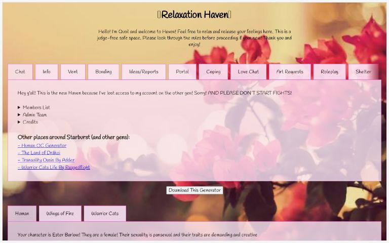 ⛅Relaxation Haven⛅ ― Perchance Generator