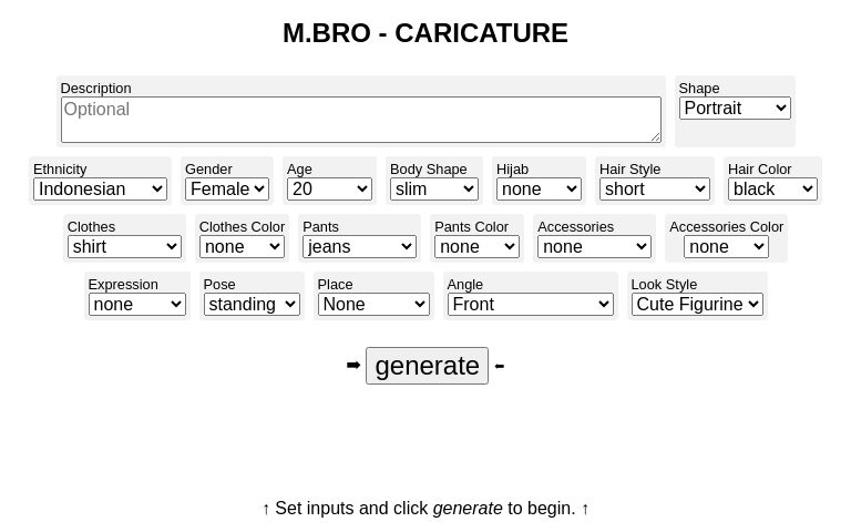 M.BRO - CARICATURE ― Perchance Generator