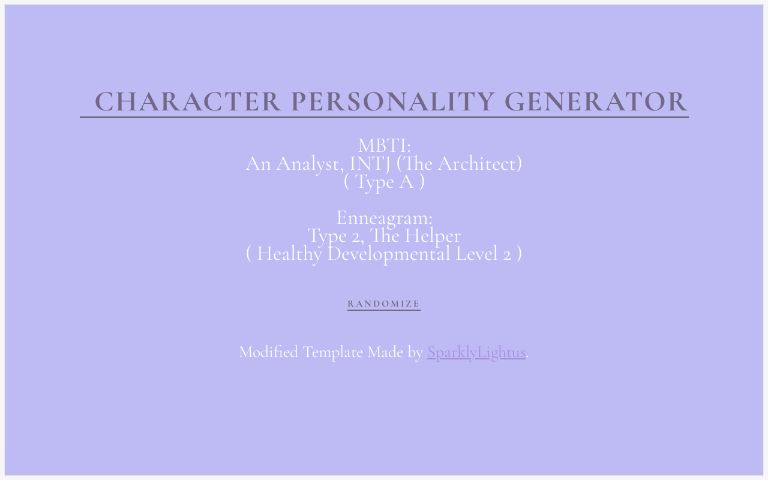 Character Personality Generator
